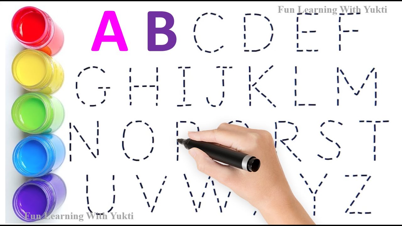 Alphabet writing collection of uppercase letters along the dotted lines ...