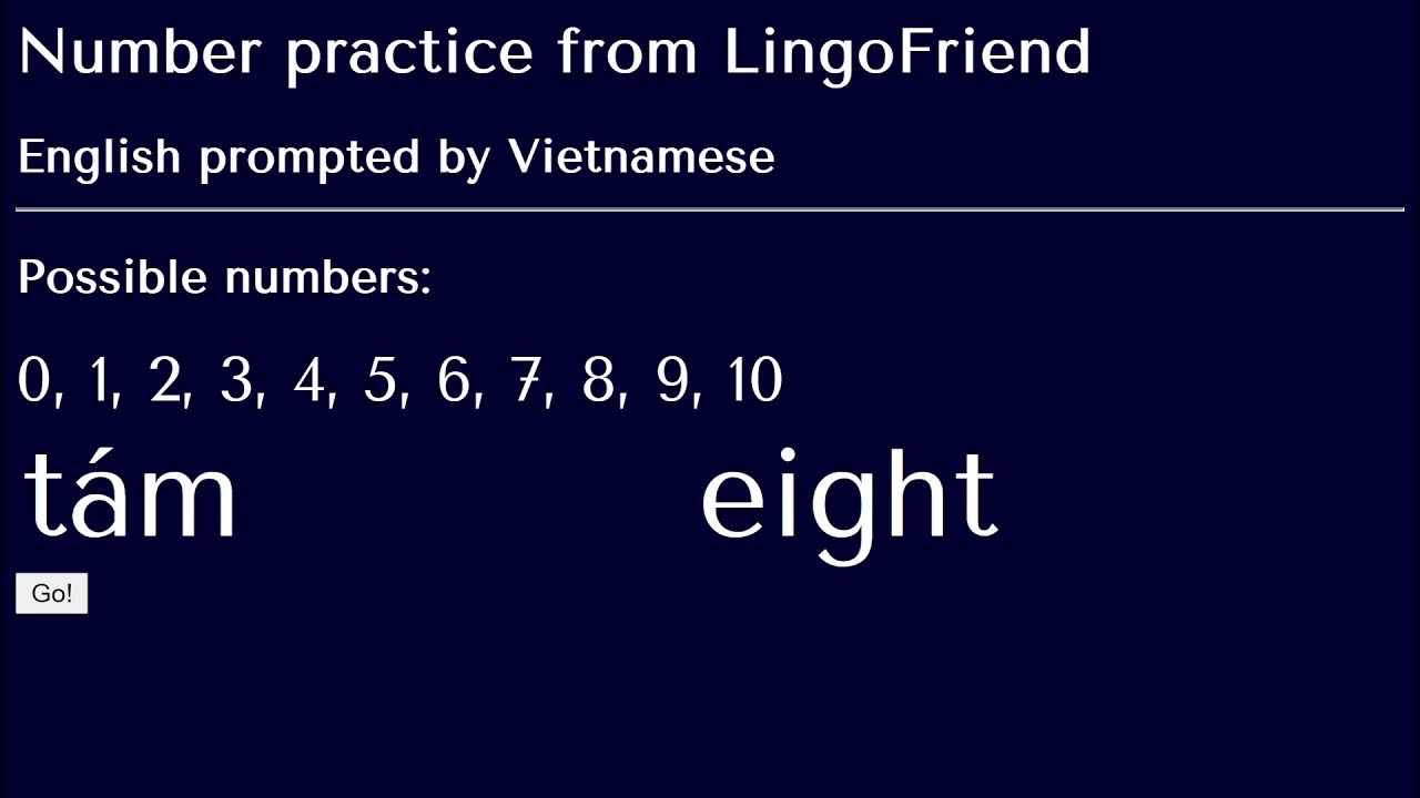 Vietnamese number practice 0 - 10 beta - YouTube