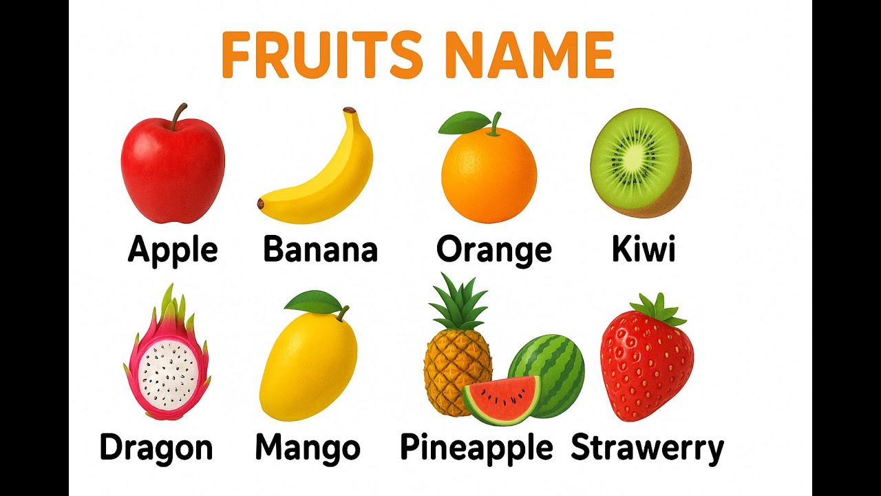 Learn 40 Fruits 🍎🥭 & Grains Vocabulary | Common Food Name | English ...