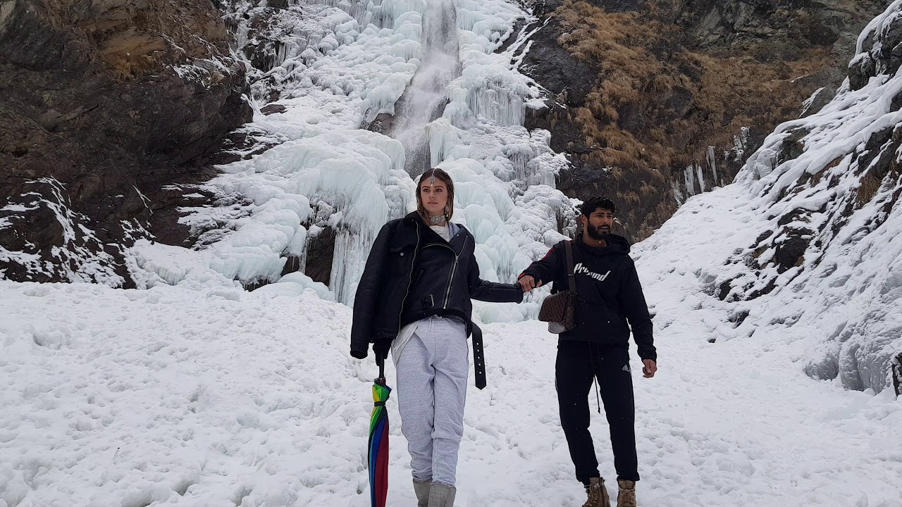 Waterfall full ice swat Pakistan - YouTube