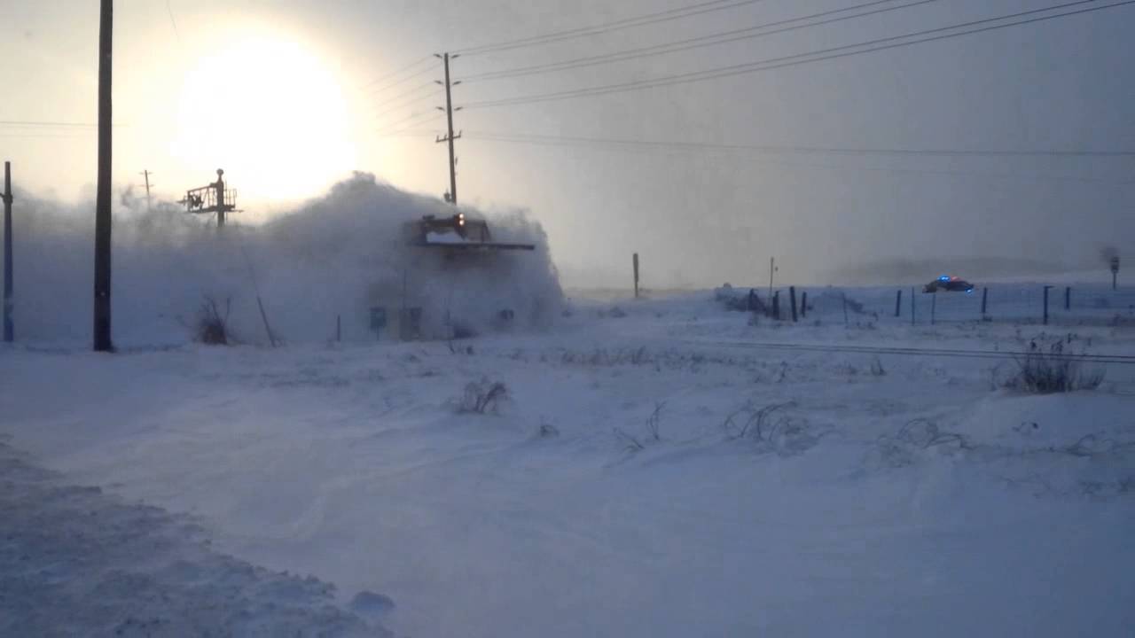 Amazing White Out Conditions Snow Plow Train Rockwood Ontario - YouTube