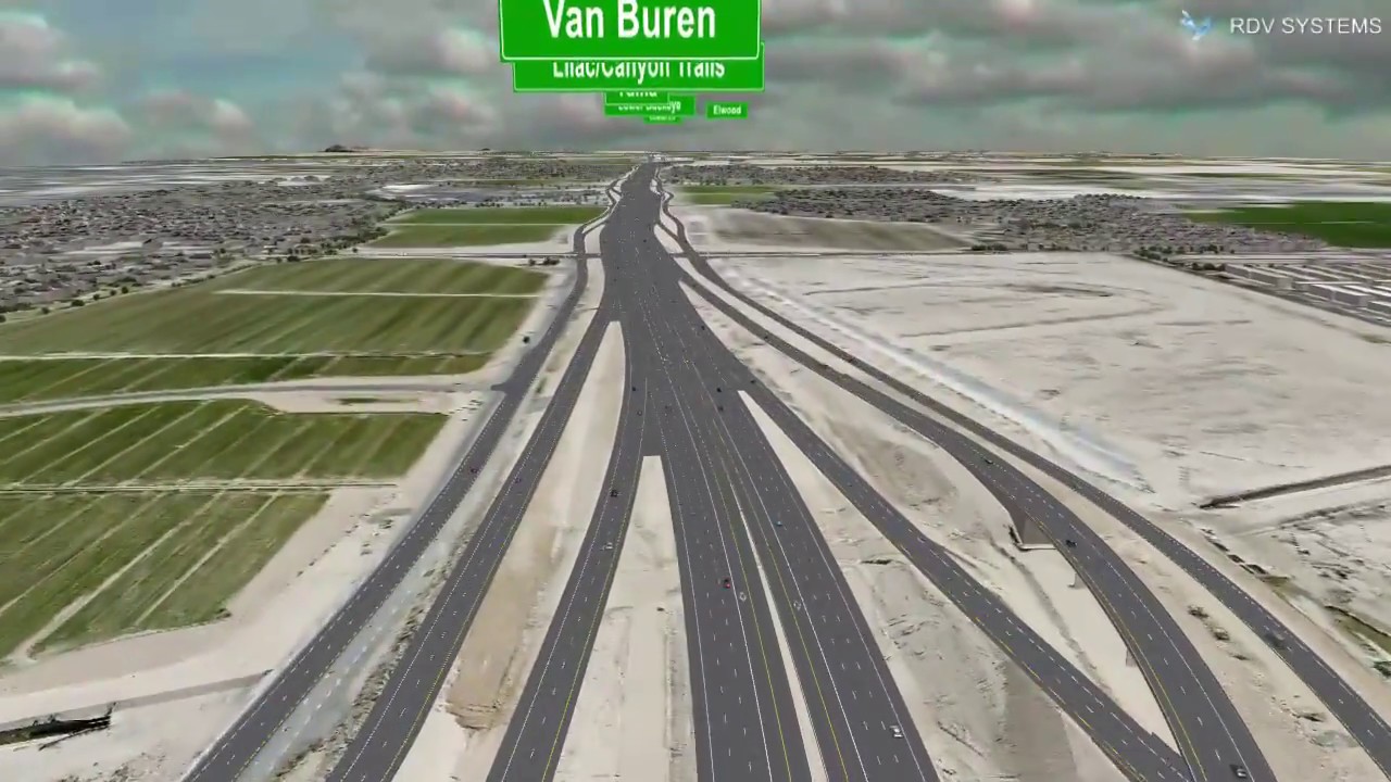 Loop 303: Fly over design I-10 to SR 30 - YouTube