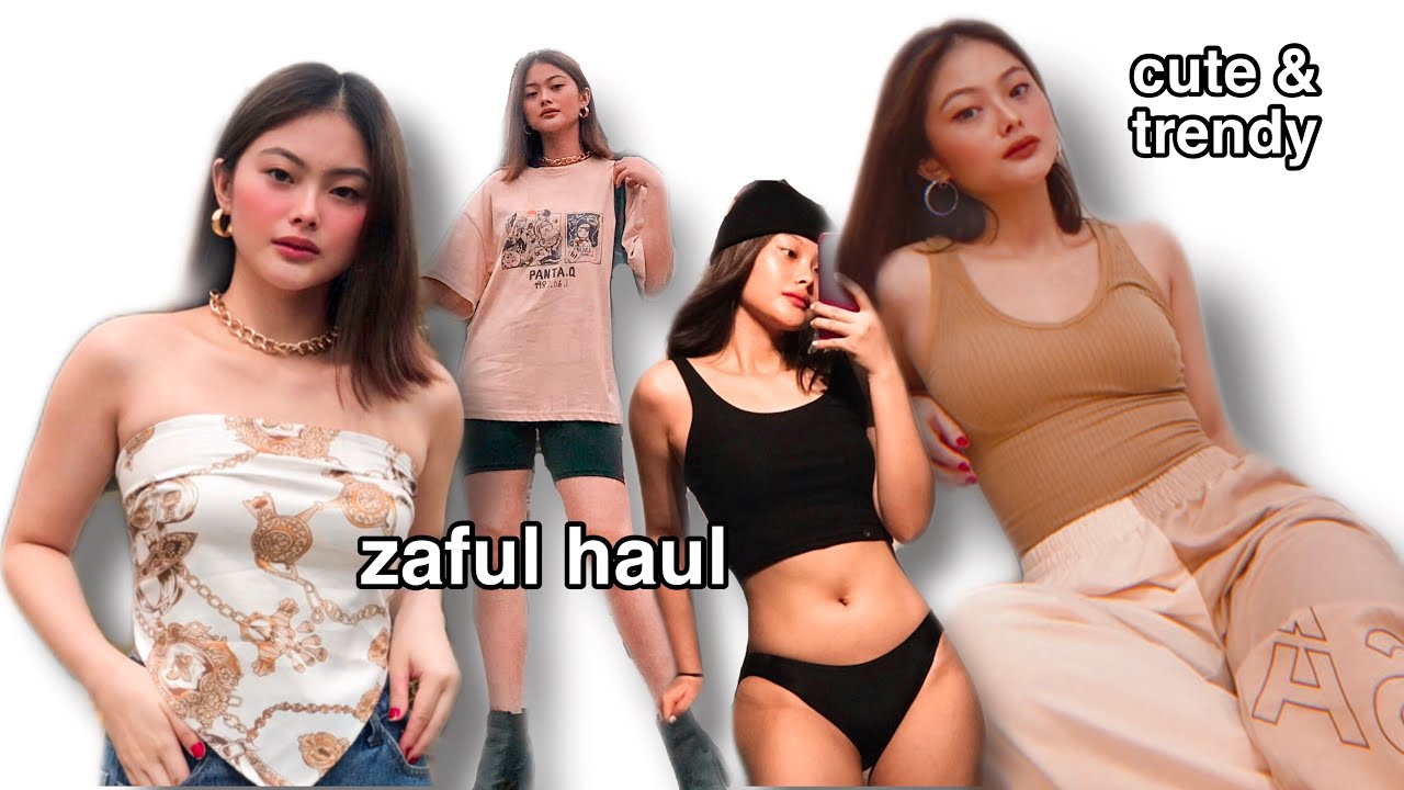 ZAFUL TRY ON HAUL (basic crop tops, oversized shirts, sweatpants, bag, & beanie) | Caile Pasion ...
