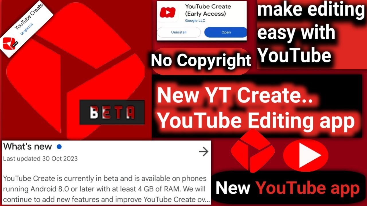 New Youtube App | YT Create | YouTube Editing App without copyright # ...