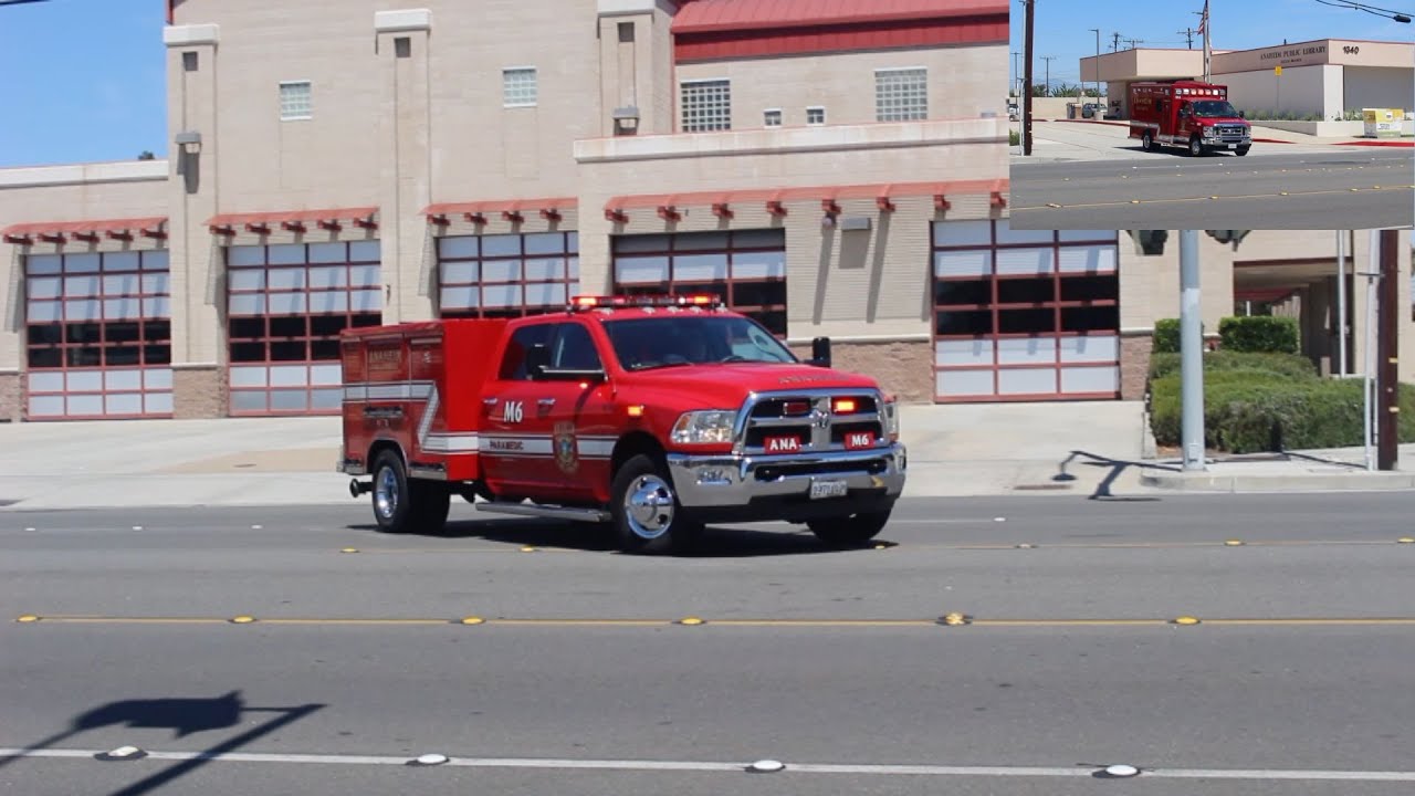 Anaheim Fire and Rescue Ambulance 6 and Medic 6 responding - YouTube