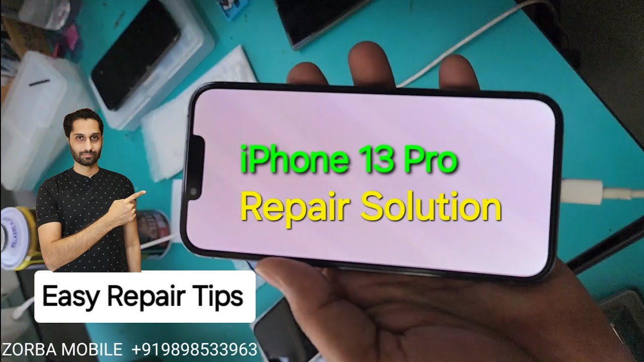 iPhone 13 pro white Display Solution. Track repair. use grinding tools ...