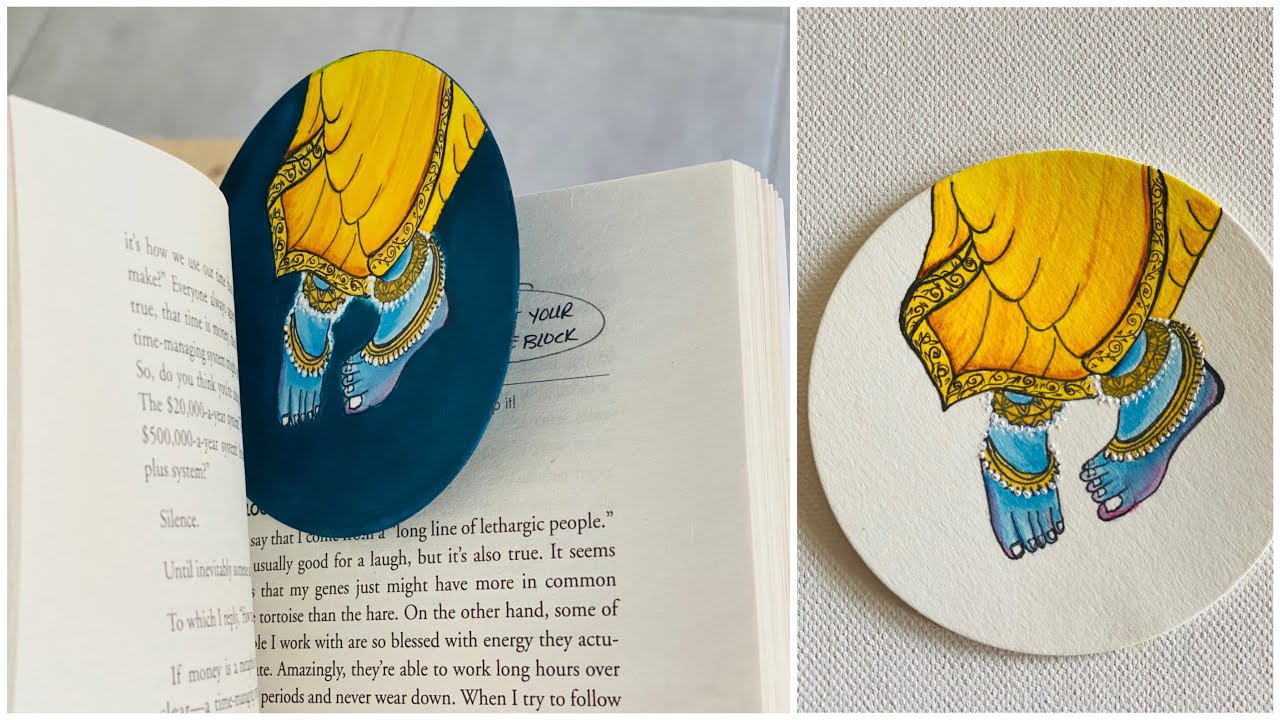 Sree Krishna Painting Bookmark | Krishna Painting Step by Step for ...