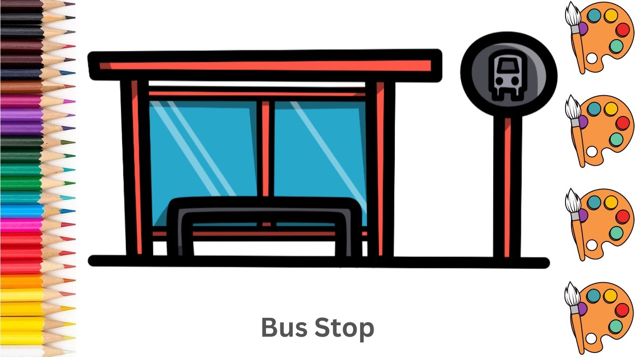 Bus Stop - Sketch Art and Paint | Step by step tutorial | Pencil to ...