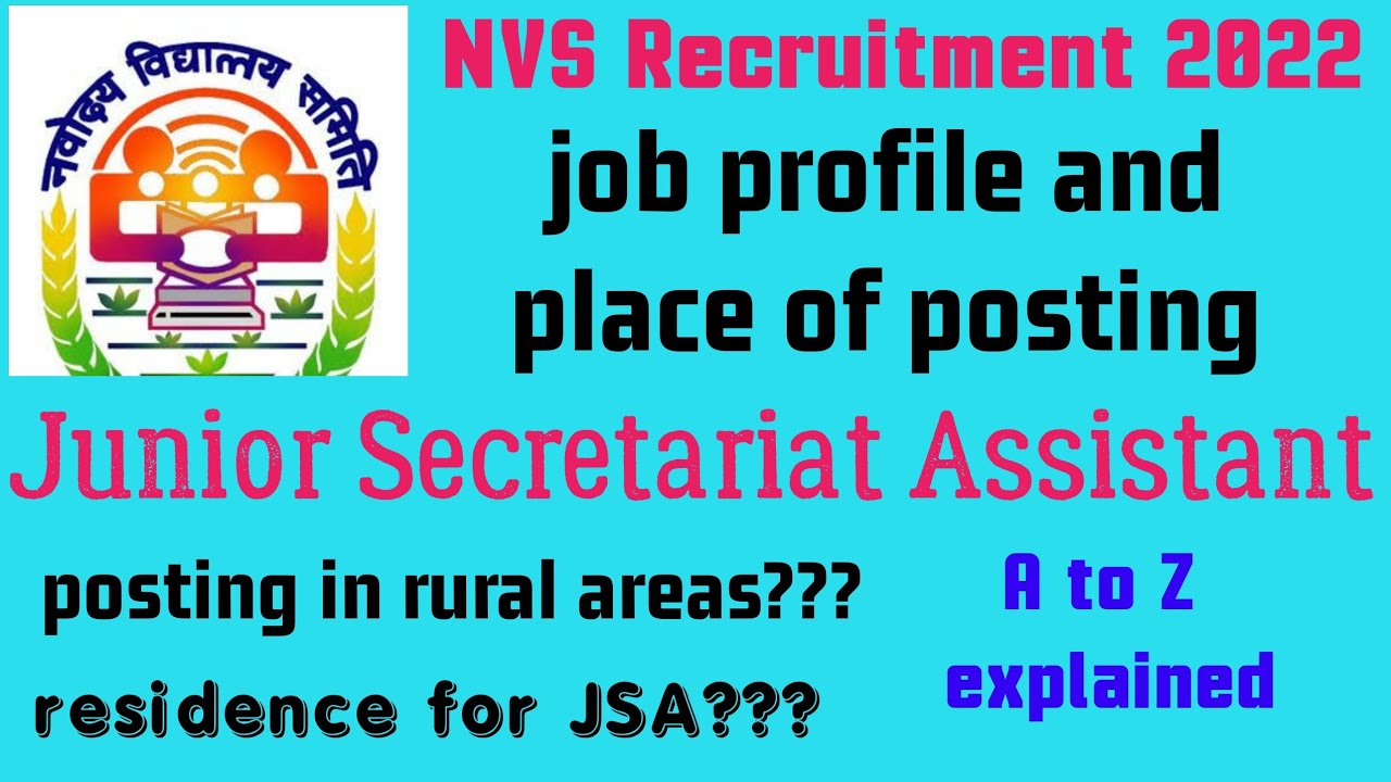 Junior Secretariat Assistant JNV Cadre Job Profile | NVS JSA job ...