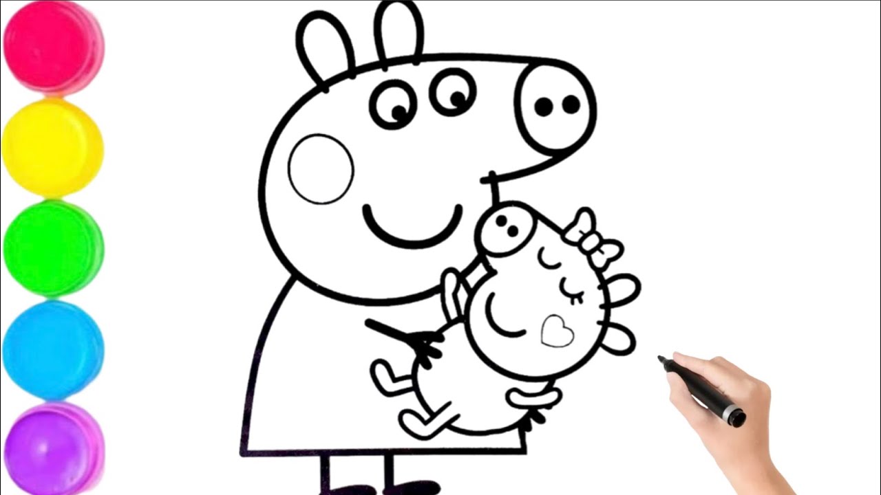 Dibuja y Colorea a Peppa Pig con su Hermanita Evie - Dibujos para Niños ...