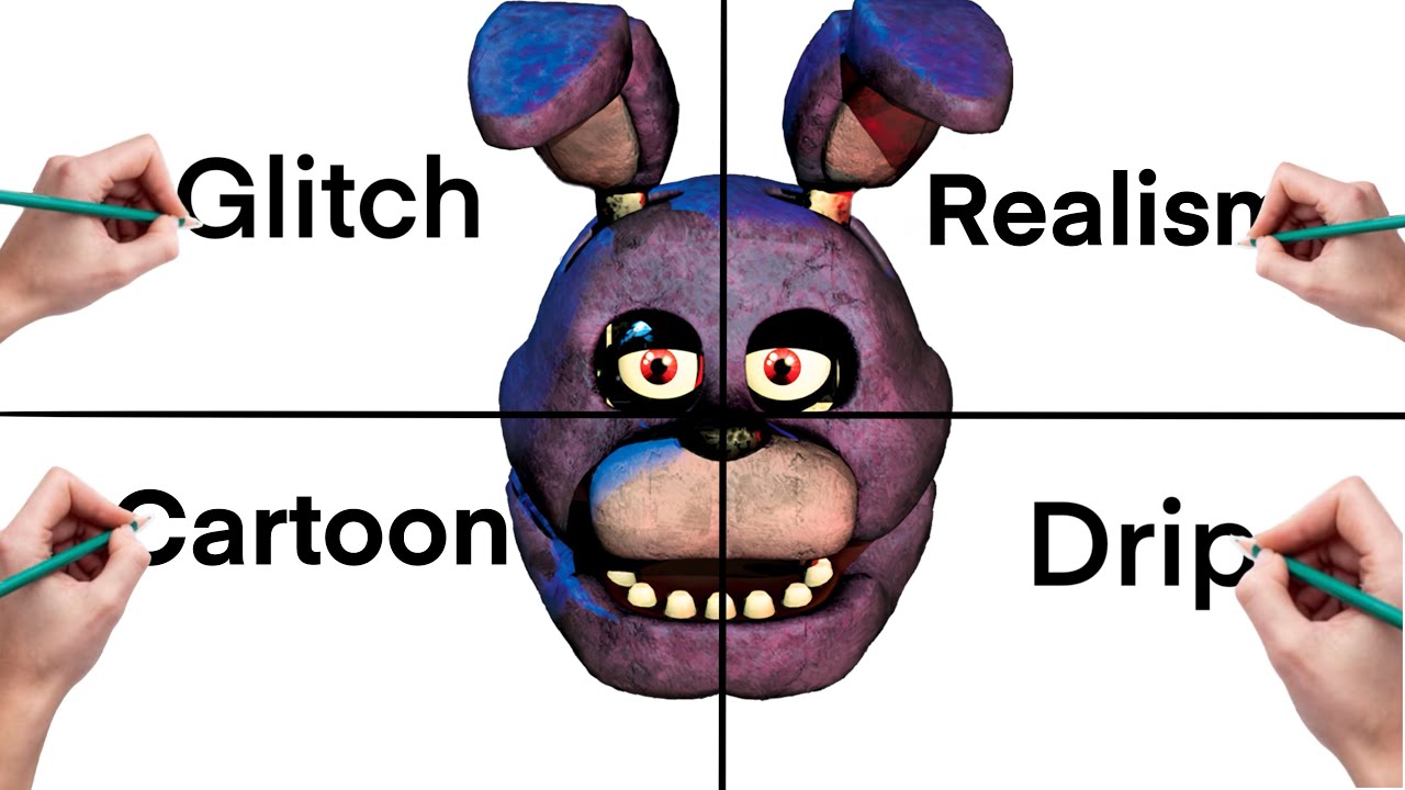 Drawing bonnie fnaf in 4 different styles (Five Nights at Freddy's) # ...