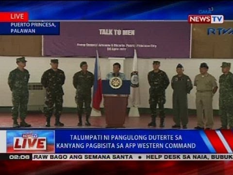Talumpati ni Pangulong Duterte sa kanyang pagbisita sa AFP Western ...