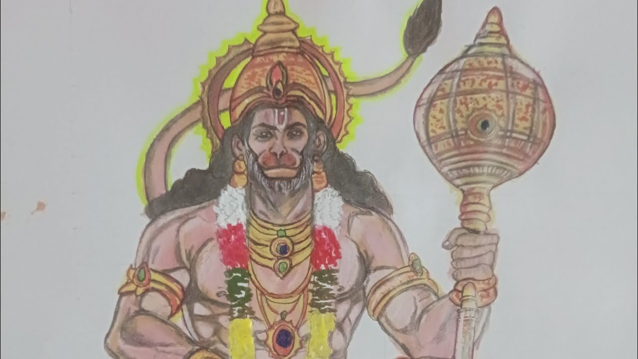 How to draw Hanuman पेंटिंग #art #drawing #hanuman #video Acrylic paint ...