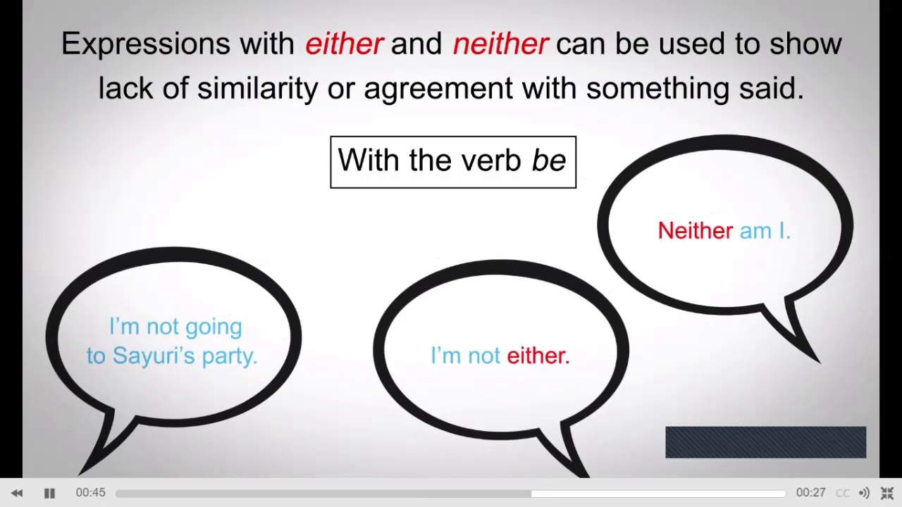 Learn Similarity and Agreement with so too either neither easily - YouTube