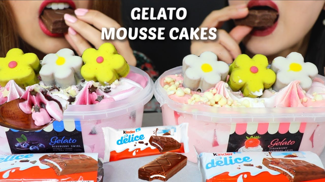 ASMR GELATO (ICE CREAM TUBS) + CHOCOLATE MOUSSE CAKES 리얼사운드 먹방 | Kim ...