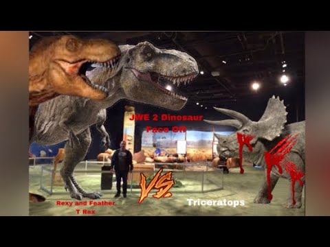 JWE 2 Dinosaur Face Off Rexy and Feather T-Rex vs Triceratops - YouTube