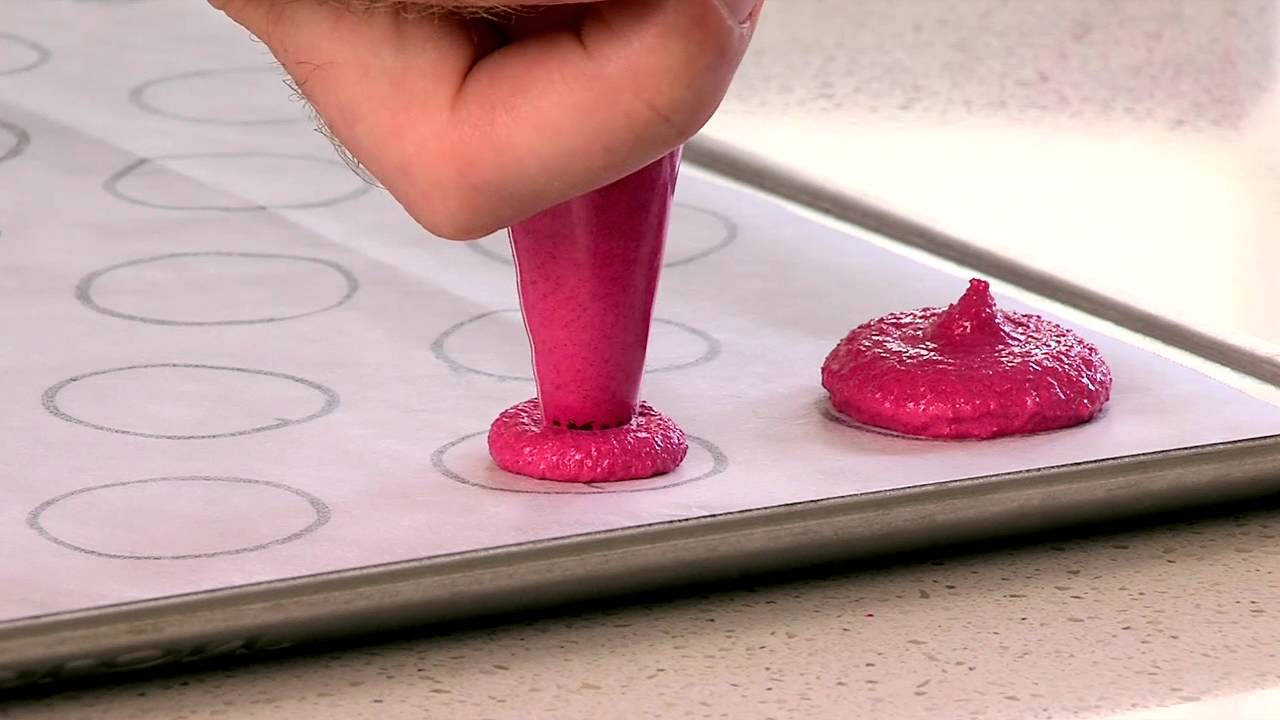 Zumbo Baking - Choc Raspberry Macarons (Step 3: Piping) - YouTube
