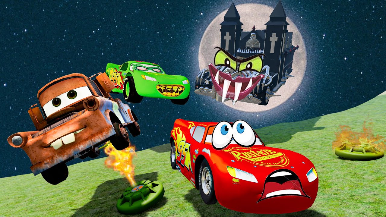 Angry DRACULA and ZOMBİE MCQUEEN vs Lightning McQueen and MATER PIXAR ...