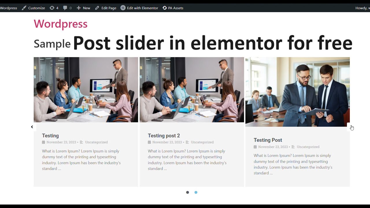 How to create post sliders in elementor for free | Blog carousel in ...