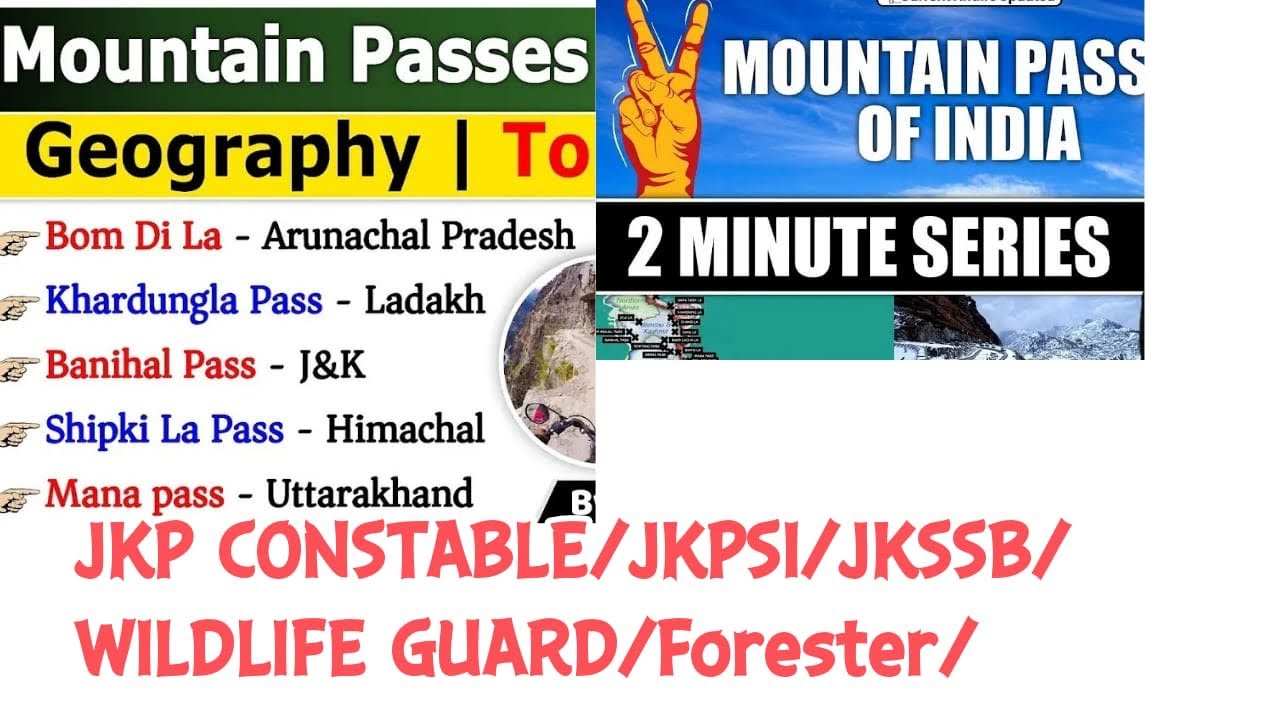 GEOGRAPHY 02 STATIC IMPORTANT PASSES|#passes #geography #jkpconstable # ...