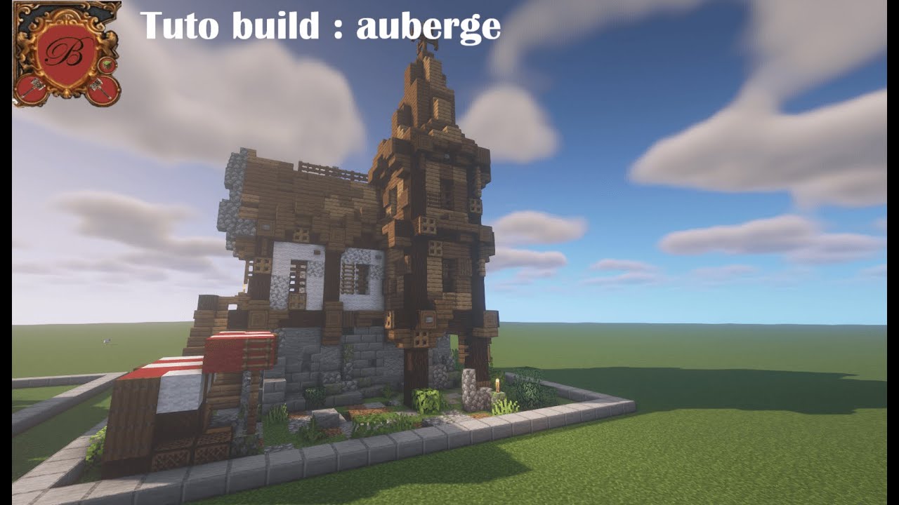 Minecraft tuto build : auberge médiéval - YouTube