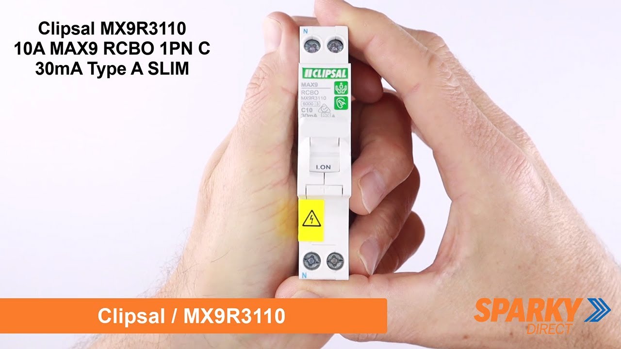 Clipsal MX9R3110 | 10A MAX9 RCBO 1PN C | 30mA Type A SLIM - YouTube