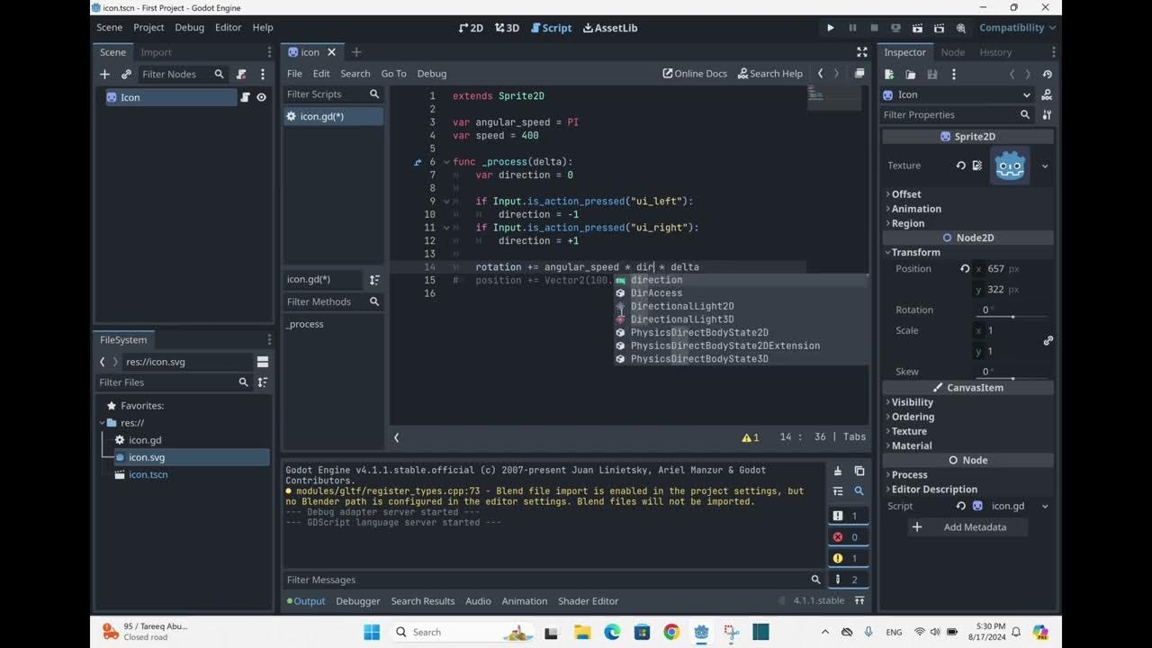 تعلم جودوت #5 (برمجة حركة اللاعب) || Godot 4 Lesson #5 (Coding Player Movements) - YouTube