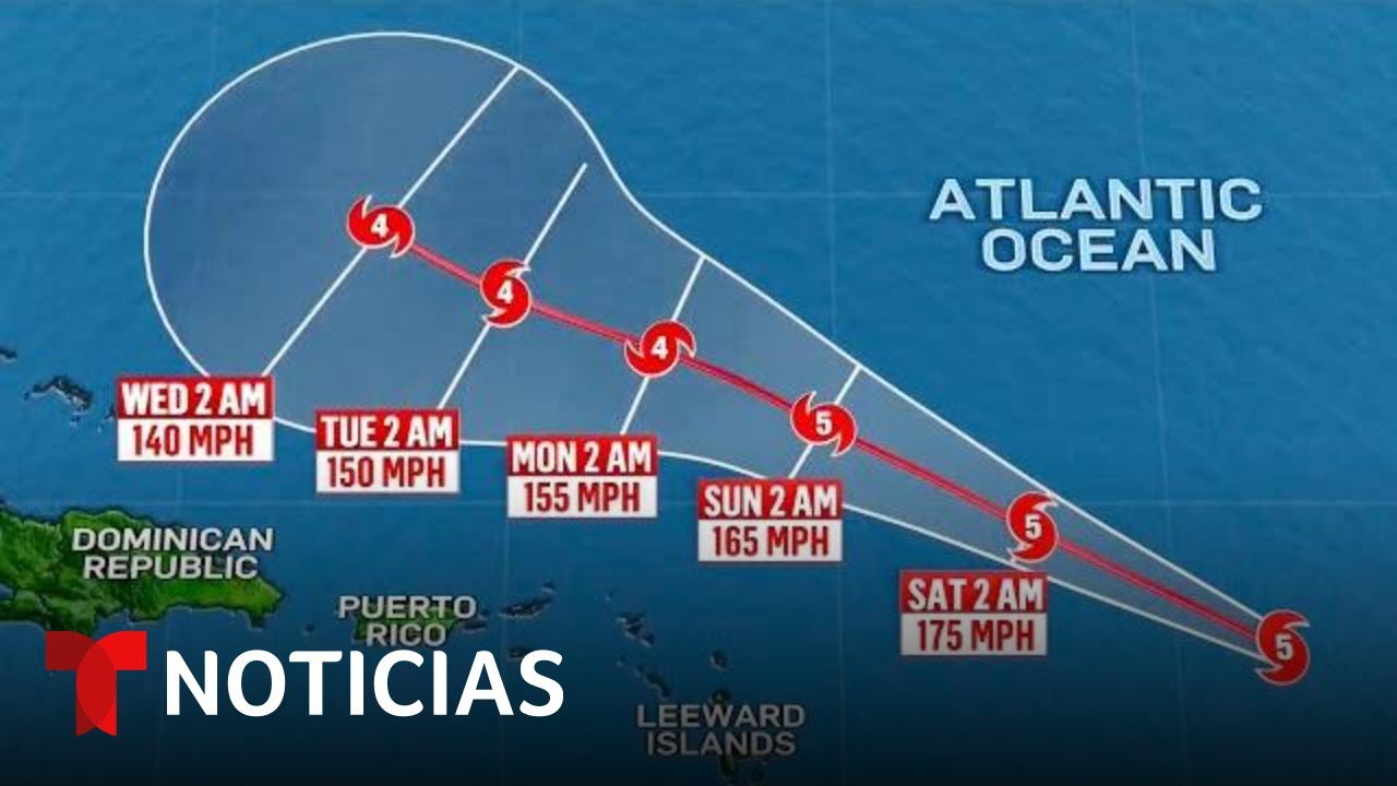 Trayectoria del poderoso huracán Lee por el océano Atlántico - YouTube