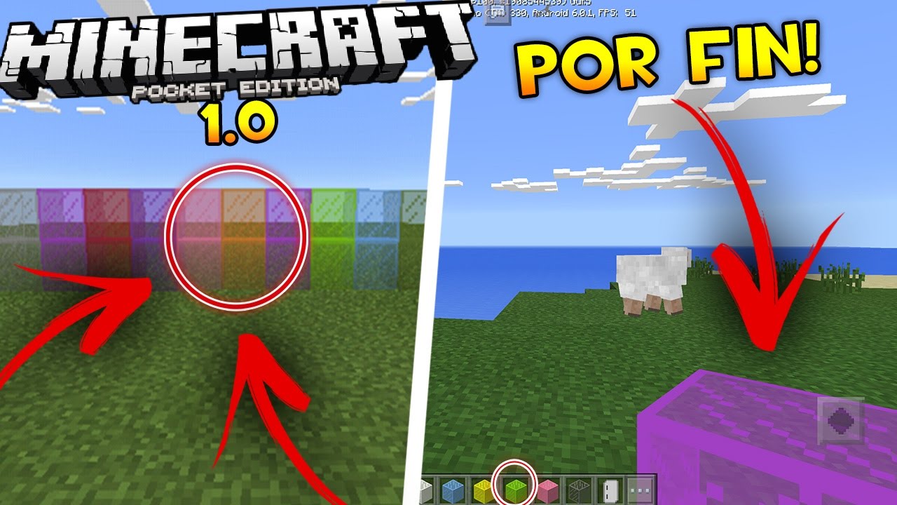 POR FIN!!! CRISTALES de COLORES en MINECRAFT PE 1.0 BUILD 6!!!! - YouTube