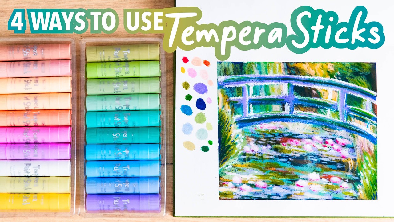 Gouache + Oil Pastels = MAGIC??!! 4 Painting Ideas with Tempera Sticks ...