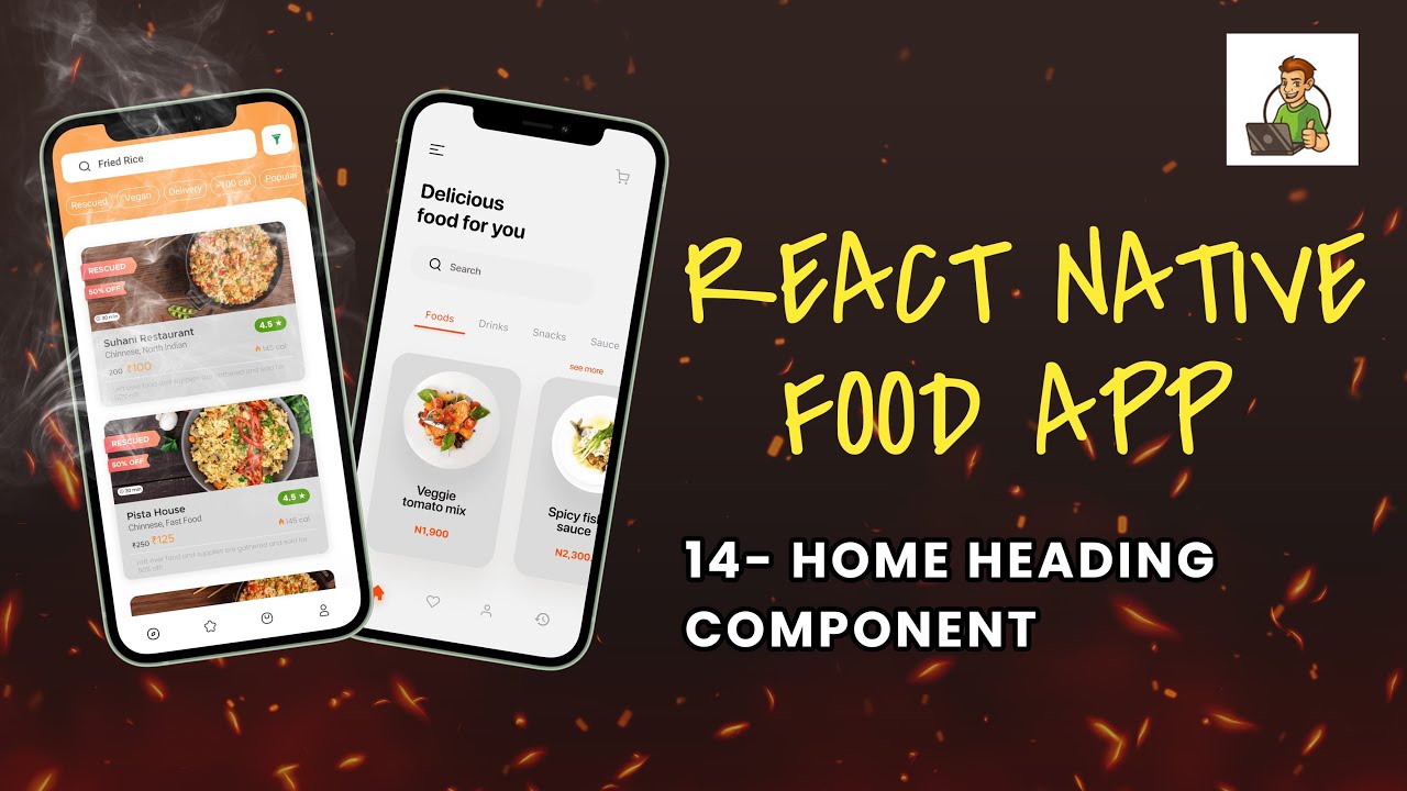 Home Heading Component | Food Application Using React Native Tutorial ...