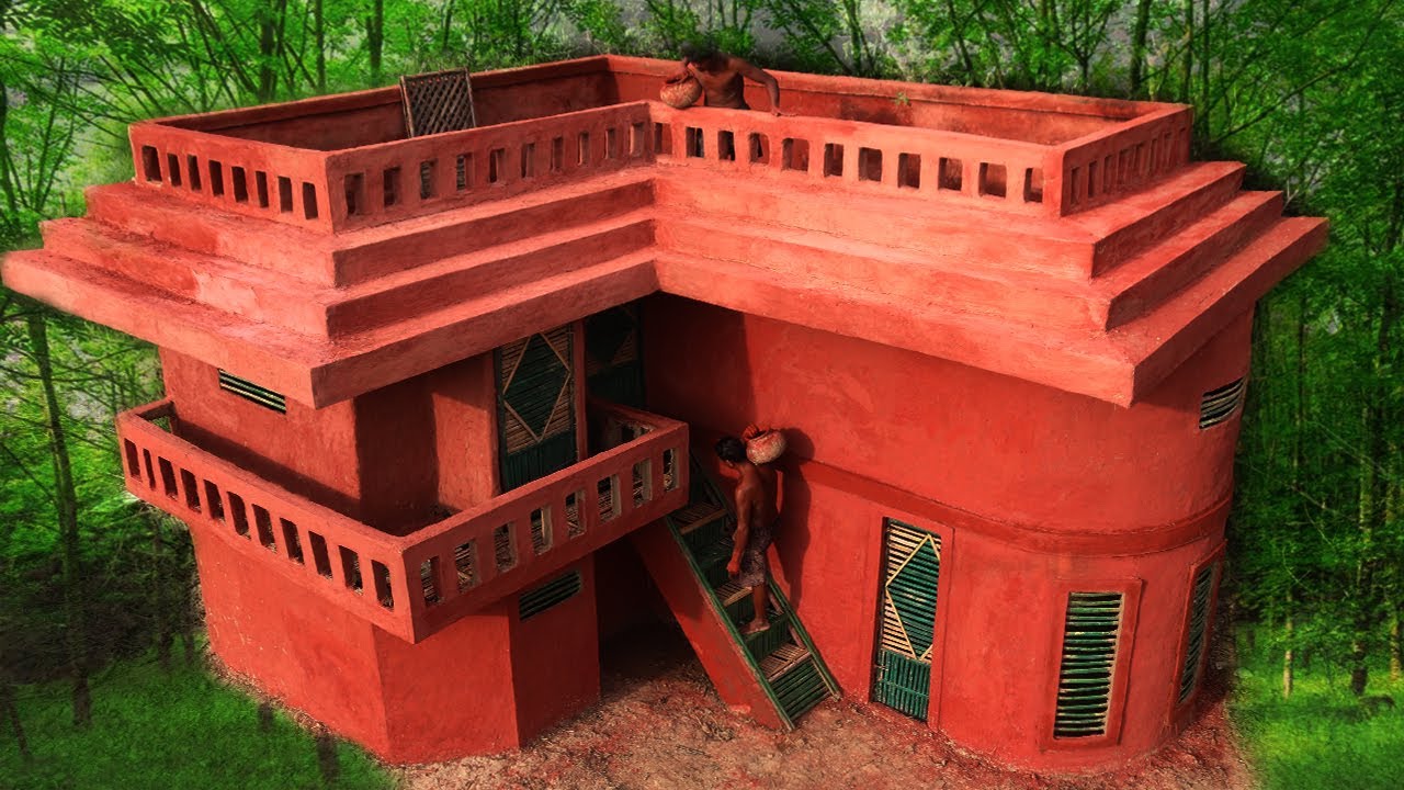 Update Bamboo Villa To Beautiful Red Mud Villa. Build Mud Villa In The ...
