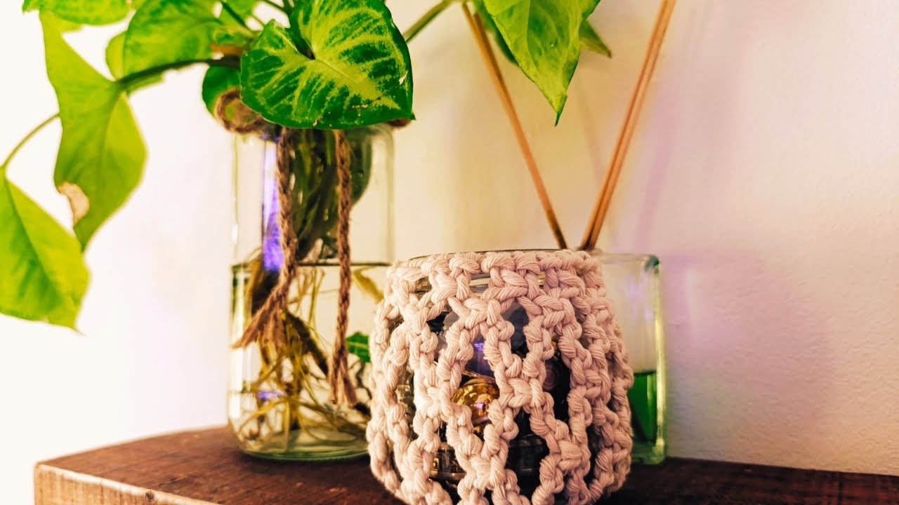 Decora un frasco con macramé.Portavelas / alajero a macramé - YouTube