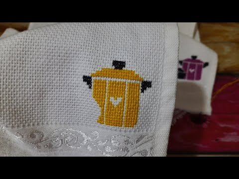 PART 1 | ETAMIN KANAVİÇE MUTFAK HAVLUSU İŞLEME | TENCERE MODELİ YAPILIŞI