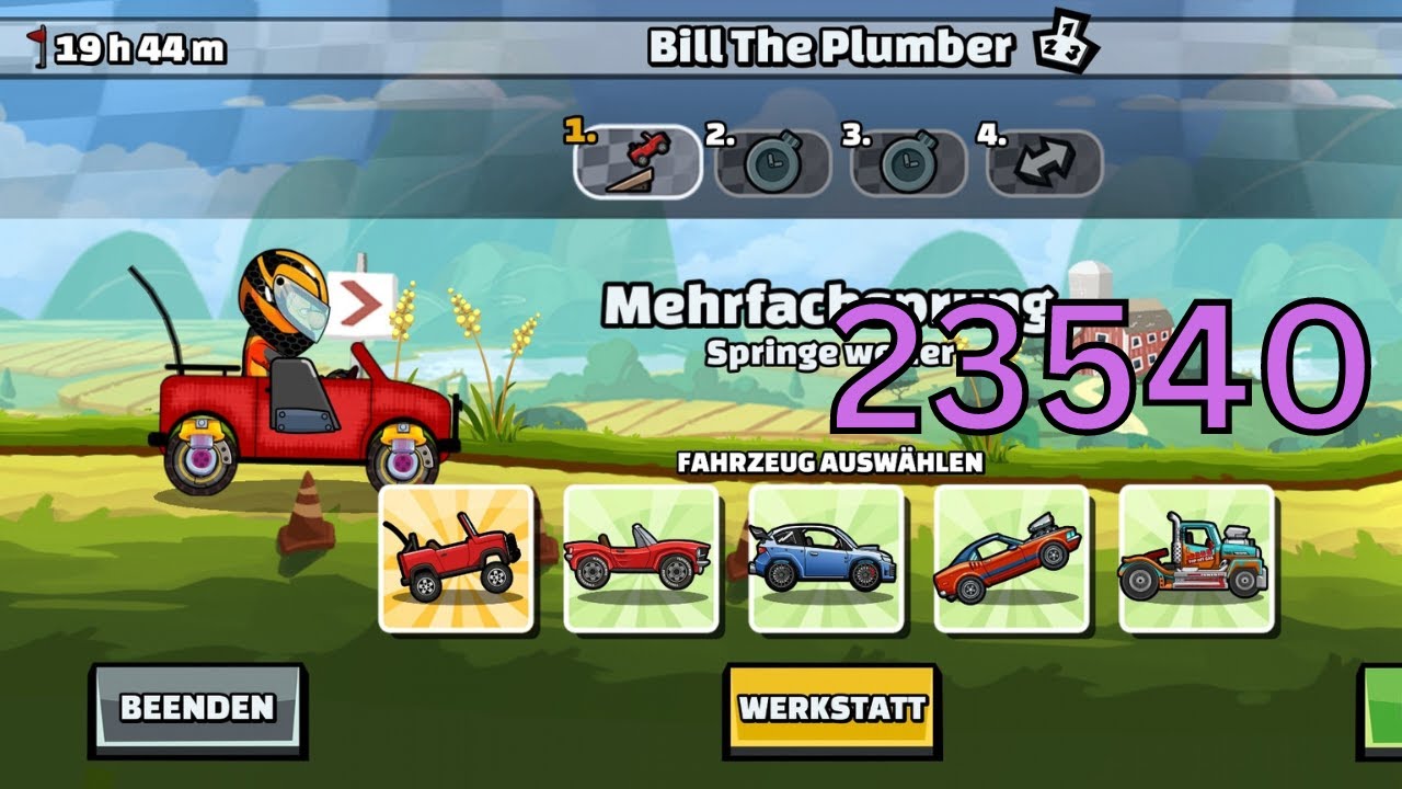 Hill Climb Racing 2 – 23540 points in BILL THE PLUMBER Team Event - YouTube