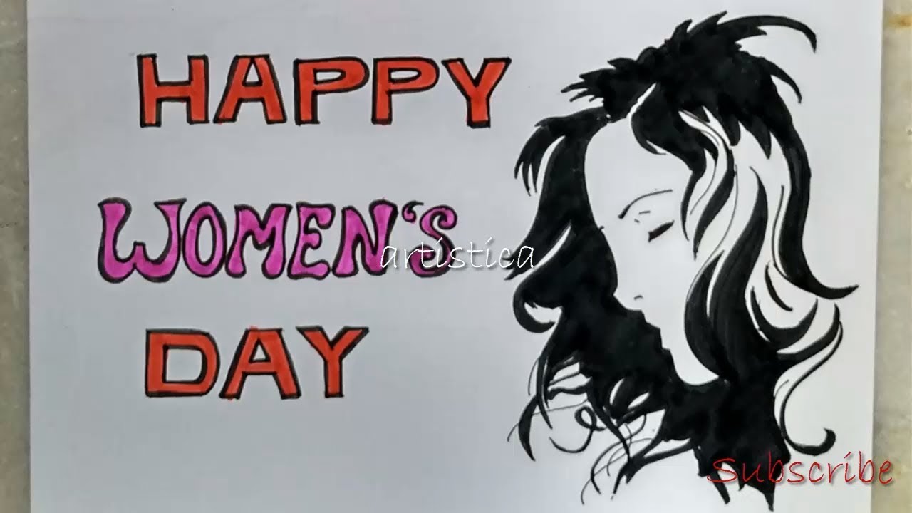 drawing of happy women's day easy | artistica - YouTube