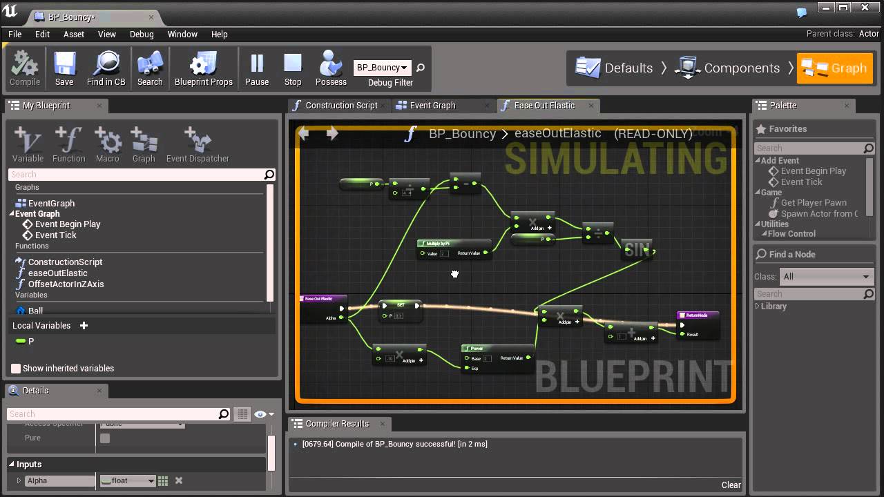 UE4 - easeOutElastic example - YouTube