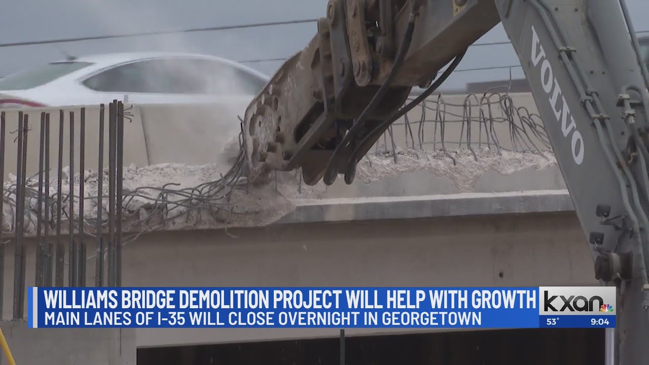 I-35 closed for demolition of Georgetown bridge, detours planned - YouTube