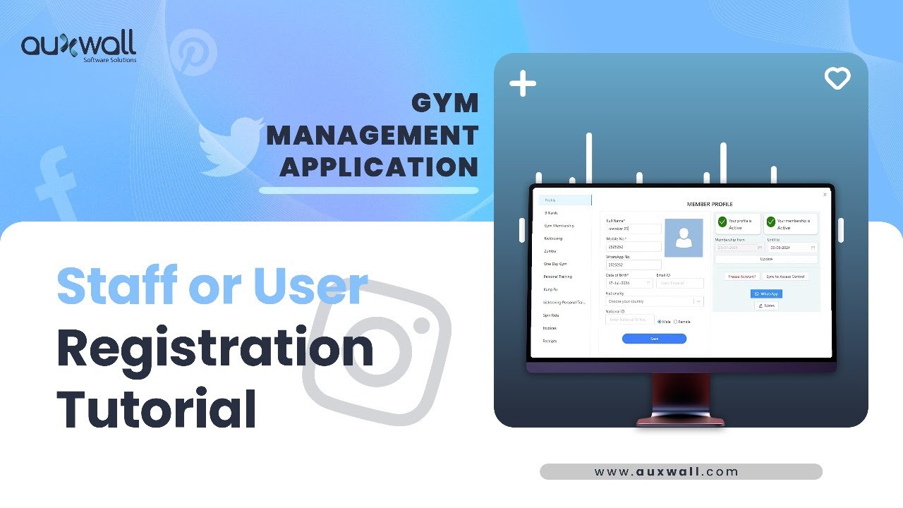 Staff or User Registration Tutorial in Auxwall App - Dubai's No. 1 Gym Management Software - YouTube