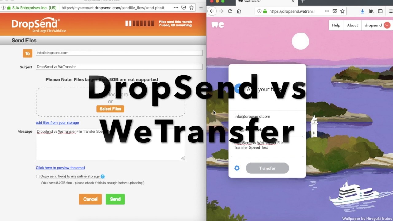 DropSend vs WeTransfer - Head to Head Speed Test - YouTube