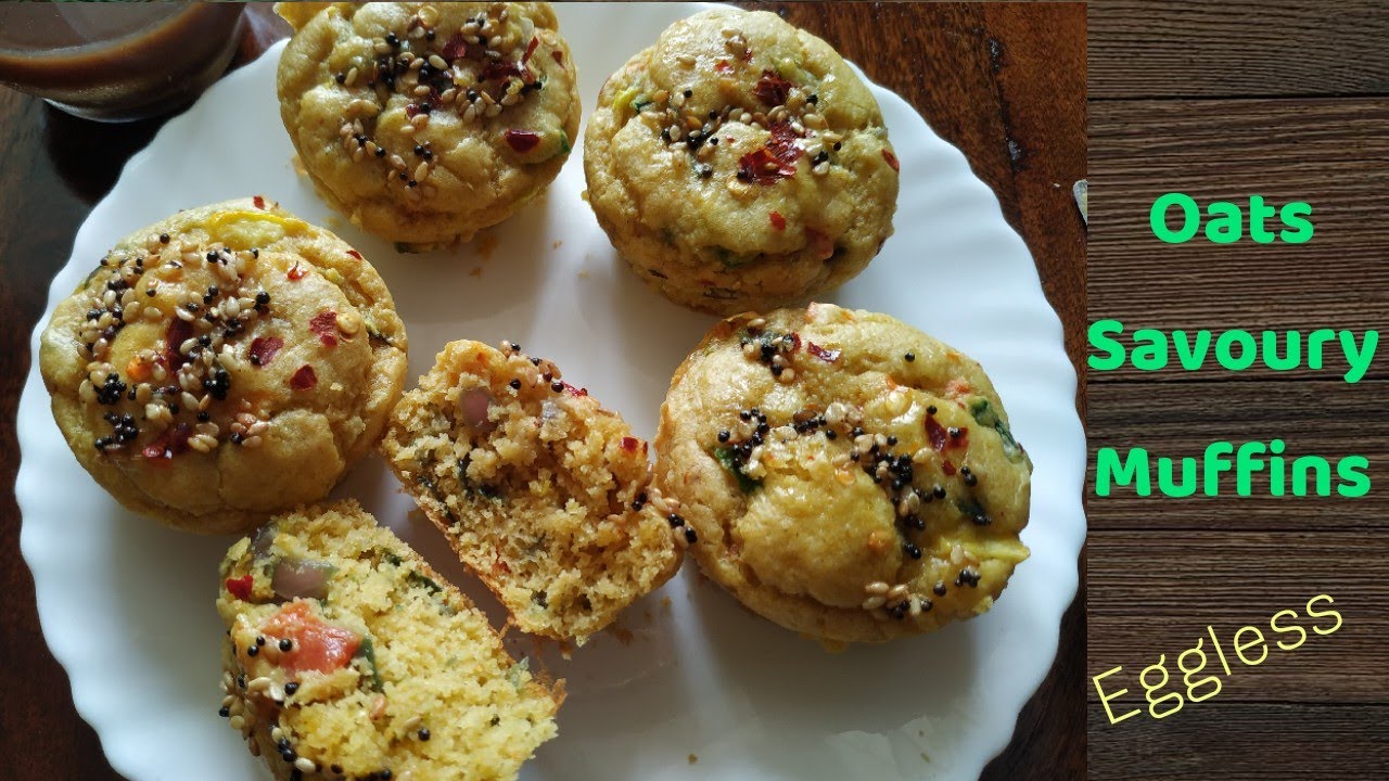 Healthy Oats Savoury Breakfast Muffins- Eggless Recipe - YouTube