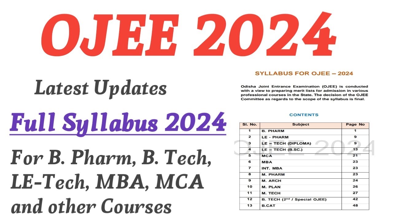 OJEE 2024 Detailed Syllabus for All courses!! #ojee2024 - YouTube