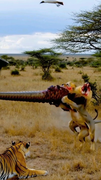 Mysterious Encounter in the Savannah: Two Lions Face a Giant Flying ...