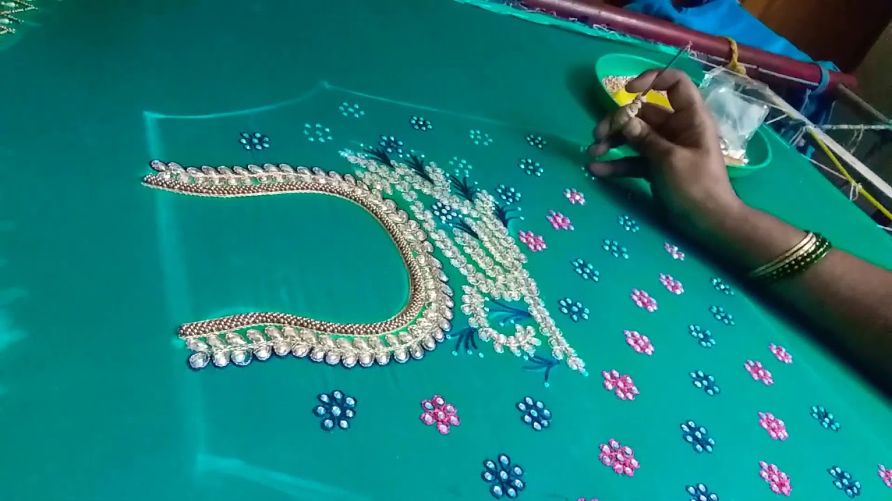 Heavy Maggam work design for children - YouTube