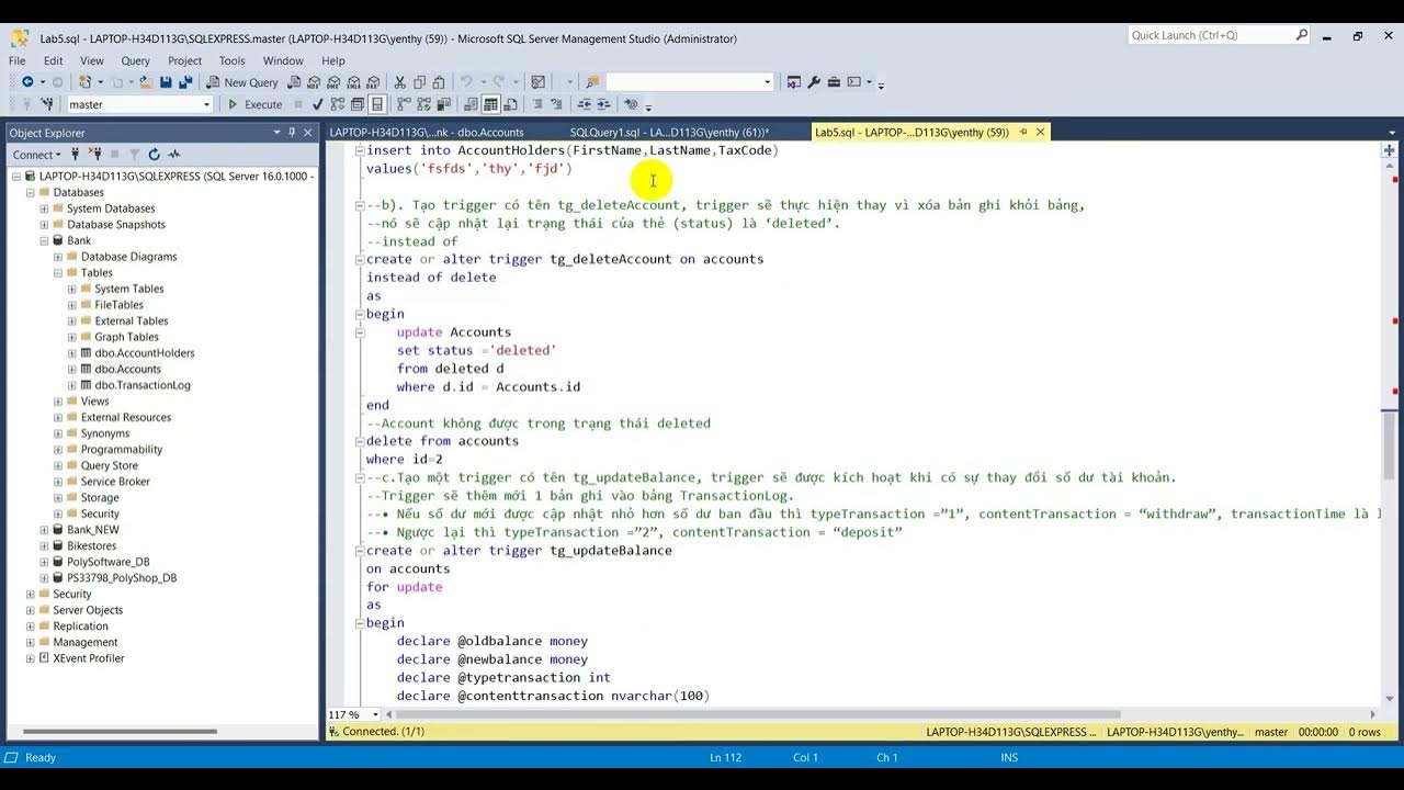 Trigger trong Sql (Tiếp theo)| Lab5_DAT108 - YouTube