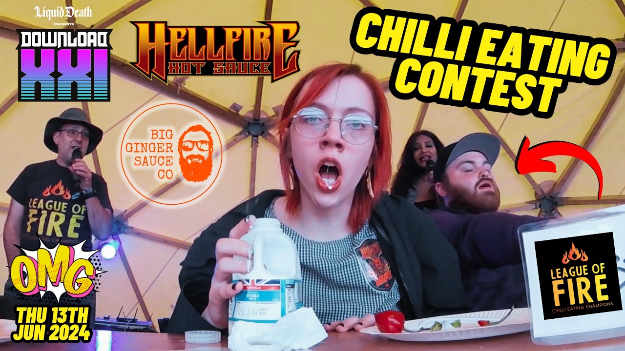 CHILI EATING CONTEST 🌶 Super Hot Peppers at Download Festival 2024 with ...