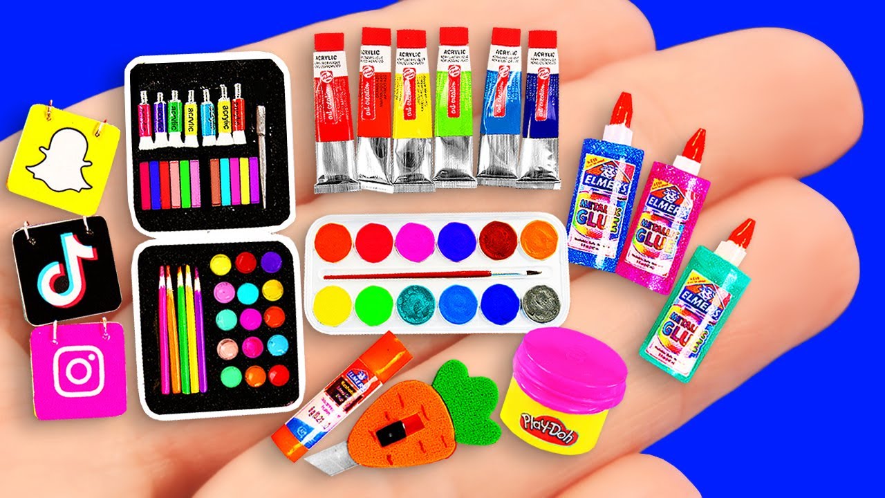 60 DIY Miniature School Supplies! Mega collection - YouTube