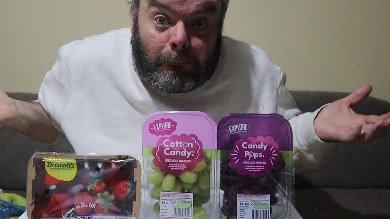 trying cotton candy grapes and candy pops grapes and strawberries uk ...