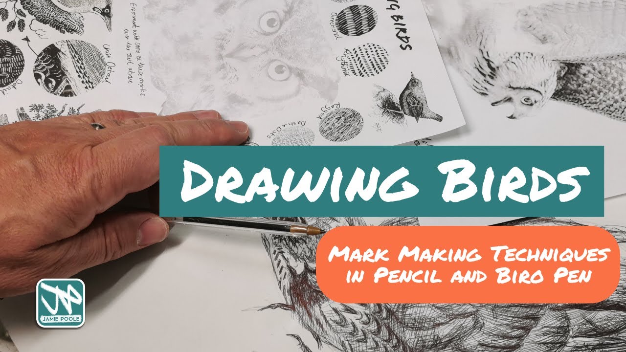 Mark Making techniques drawing birds. - YouTube