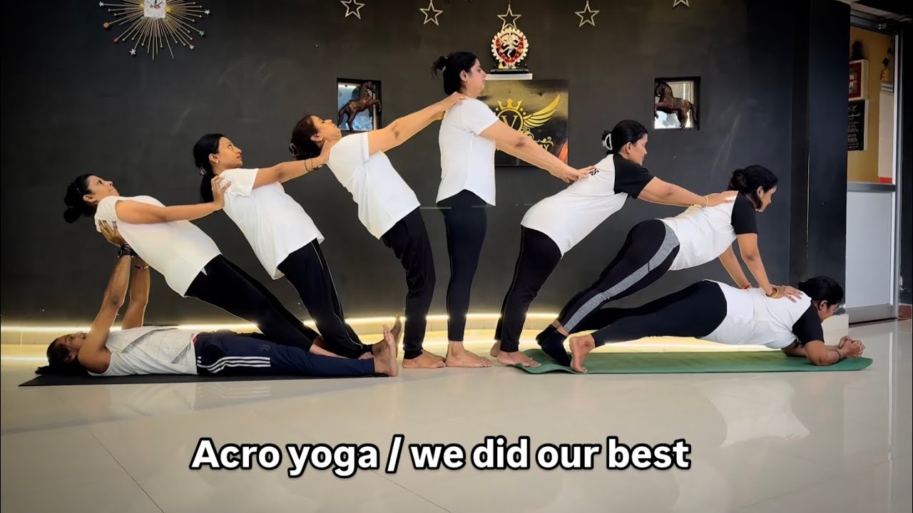 ಒಂದು ಪ್ರಯತ್ನ we did our best. ... / Acro yoga / yoga pyramid / yoga ...